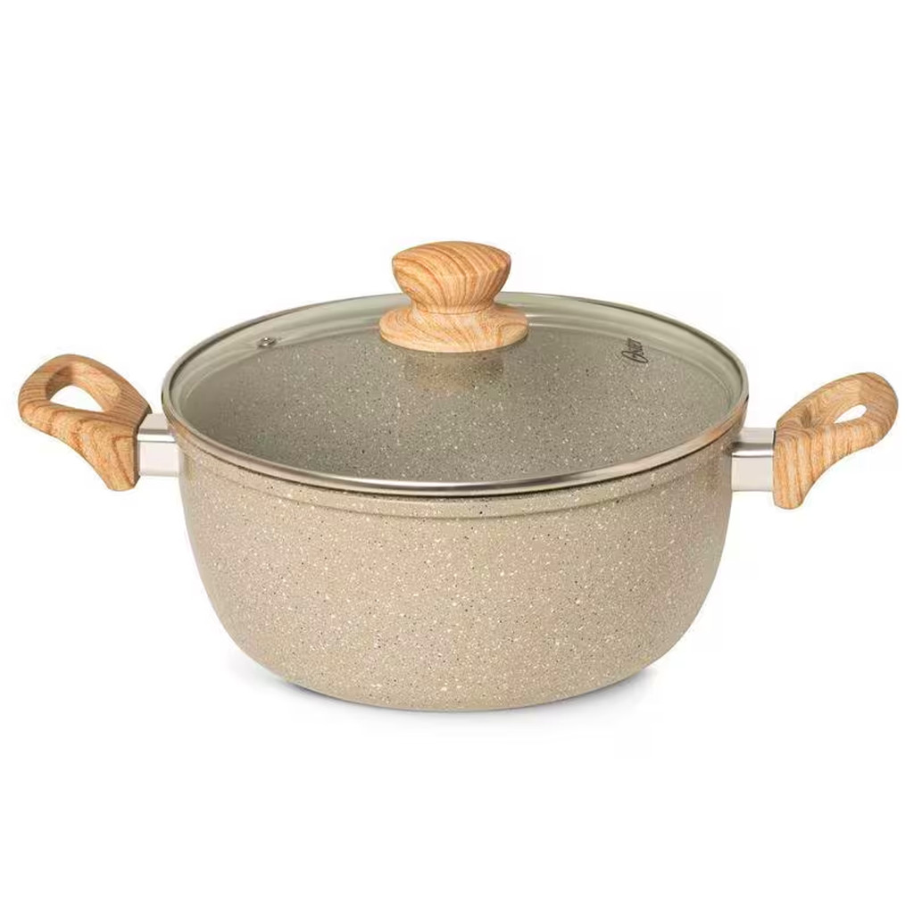 Panela Caçarola Indução Cerâmica Marble Antiaderente Alumínio 7,5L 28m ...