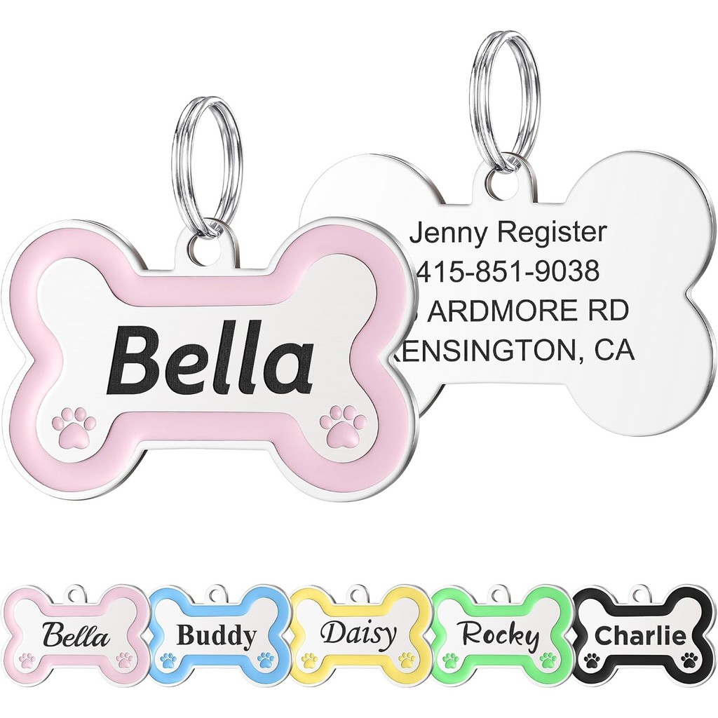 Stainless Steel Dog Tags Personalized, Double-Sided Laser Engraving Dog ...