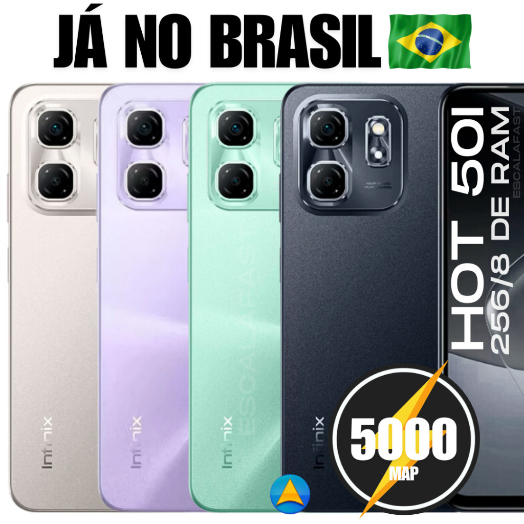 Celular Infinix Hot 50i 256GB + 8GB RAM, Câmera 48MP Processador ...