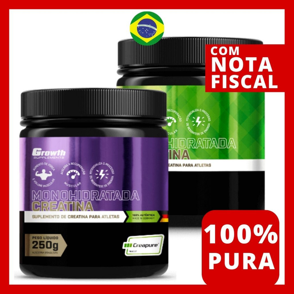 Creatina Growth Creapure e Monohidratada 100% 500G Pura Original ...