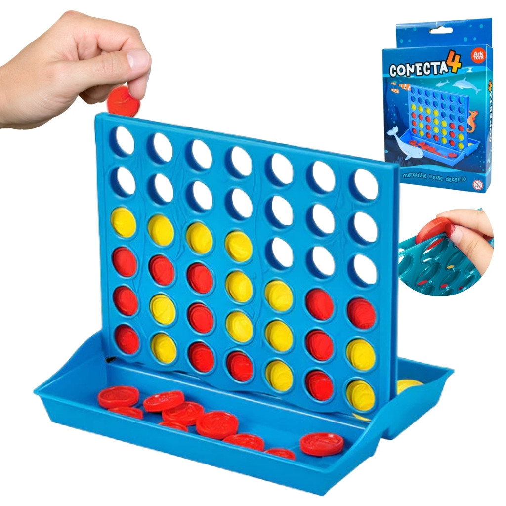 Jogo Conecta 4 Brinquedo Educativo Para Criancas E Familiares | Shopee Brasil
