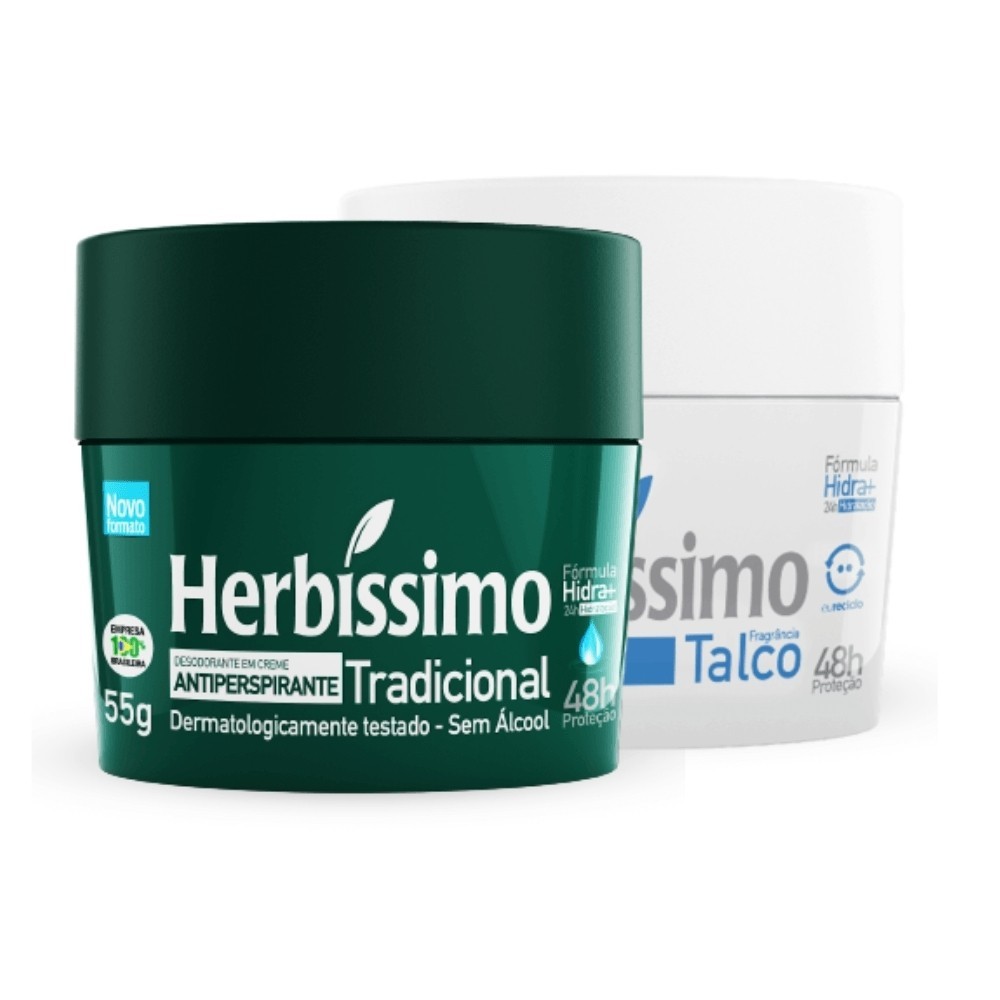 Kit Desodorante Creme Antitranspirante Herbissimo 55G Tradicional e ...