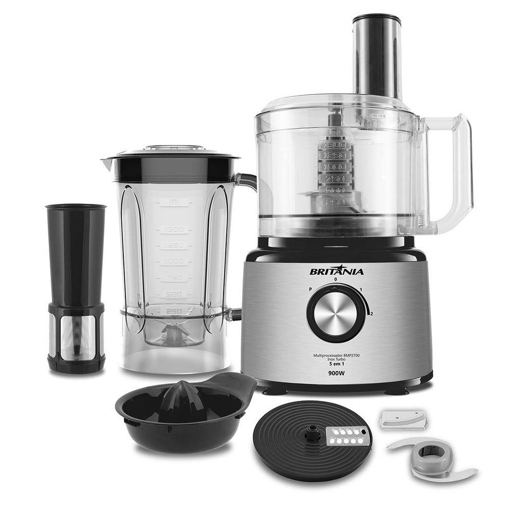 Multiprocessador Britânia Bmp2700P Em Inox Turbo 900W 220V | Shopee Brasil