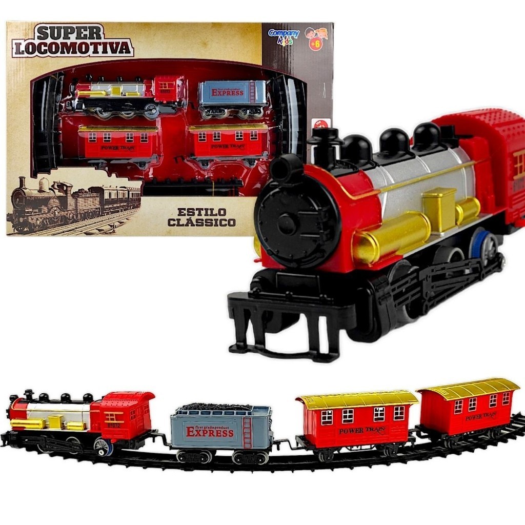 Brinquedo trem Ferrorama Locomotiva 244cm pista movido pilha | Shopee ...