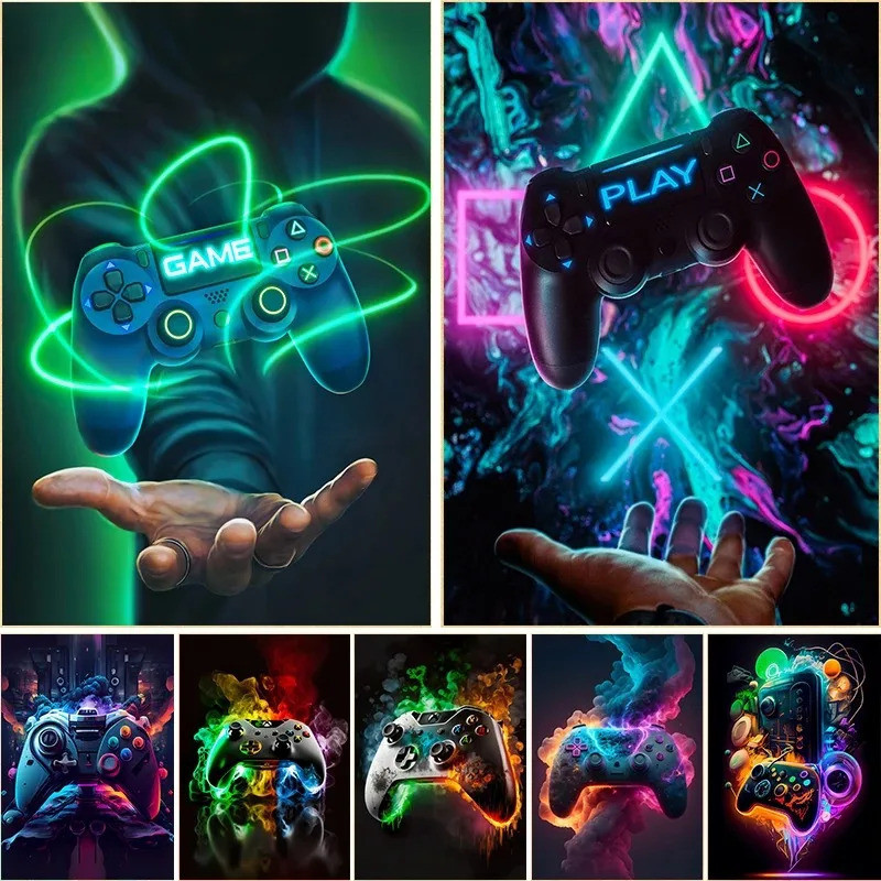 Pop Arte Controlador De Jogo Gamepad Cartazes E Impressões Pintura Em ...