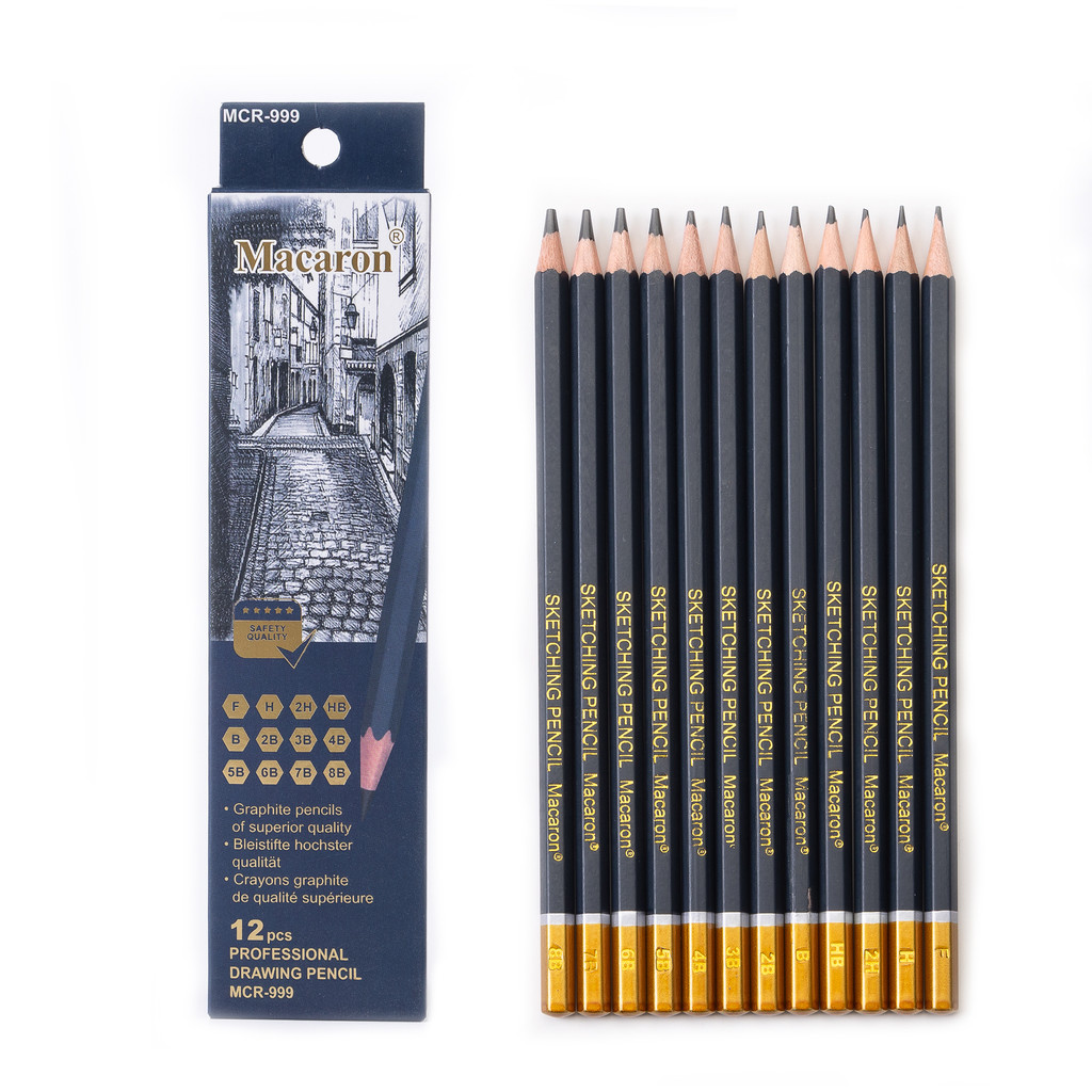 Ossayi 12Pcs Conjunto De Lápis De Desenho Profissional F/H/2H/HB/B/2B/3B/4B/5B/6B/7B/8B De ...