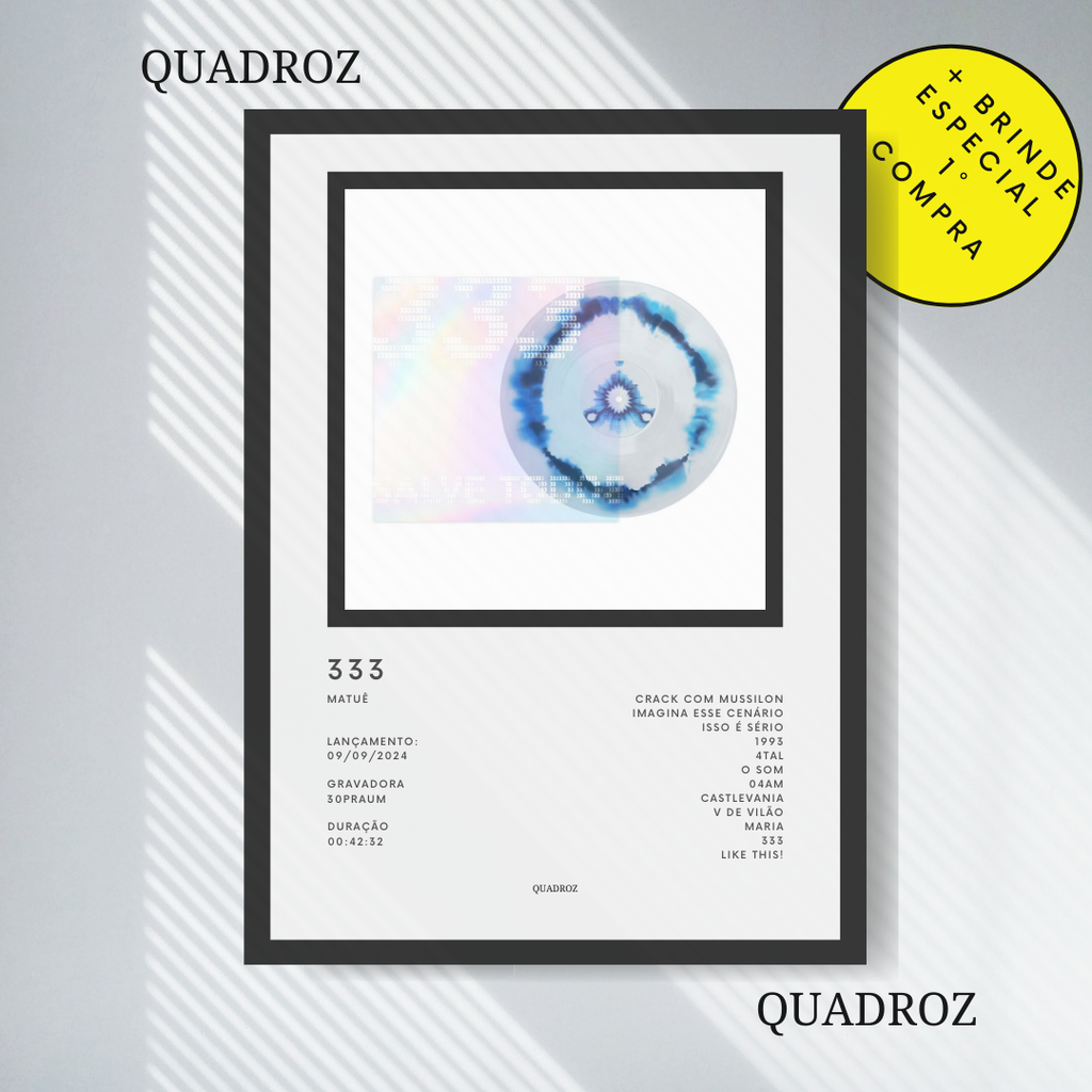 Quadro com Vidro/Poster Matuê - 333 *com ou sem moldura - A3/A4 | Shopee Brasil