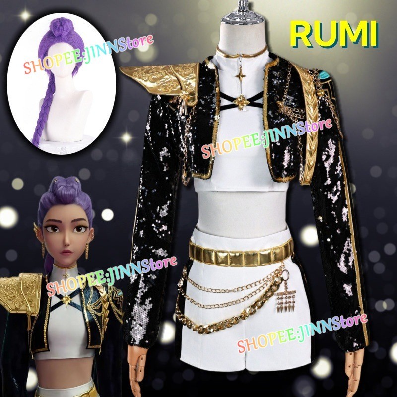 - JINN-Animado KPOP DEMON HUNTERS Cosplay RUMI ZOEY MIRA Peruca Preto ...