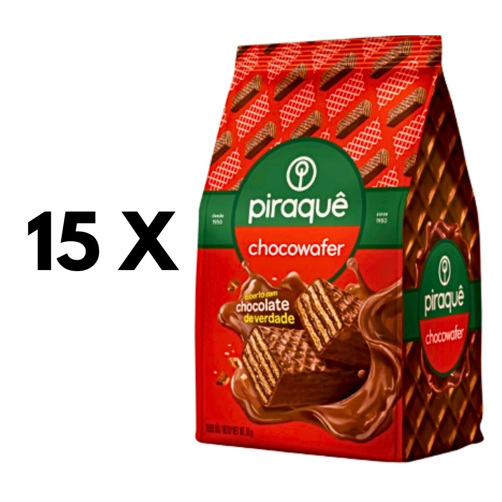 Kit 15 Choco Wafer Bis PIRAQUÊ 63G Cada | Shopee Brasil