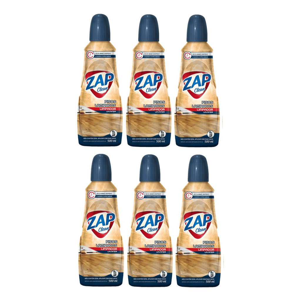 Kit 6un Limpador de Pisos Laminados Zap Clean 500ml | Shopee Brasil