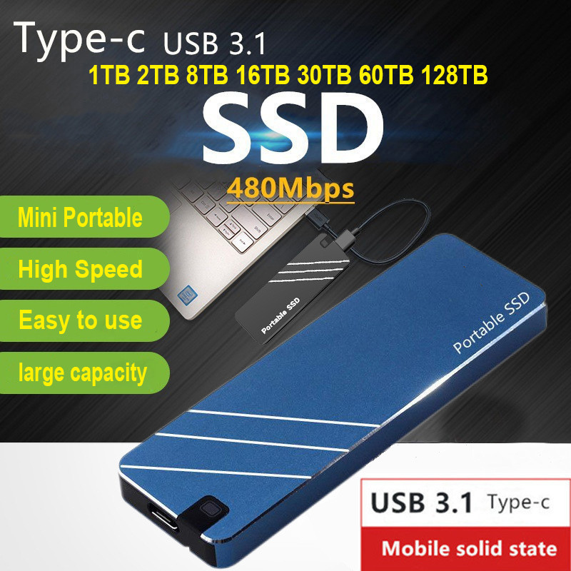 Disco Rígido SSD Portátil Tipo C/USB3.1 Unidade De Estado Sólido Móvel Externa 1TB 2TB 8TB 16TB ...