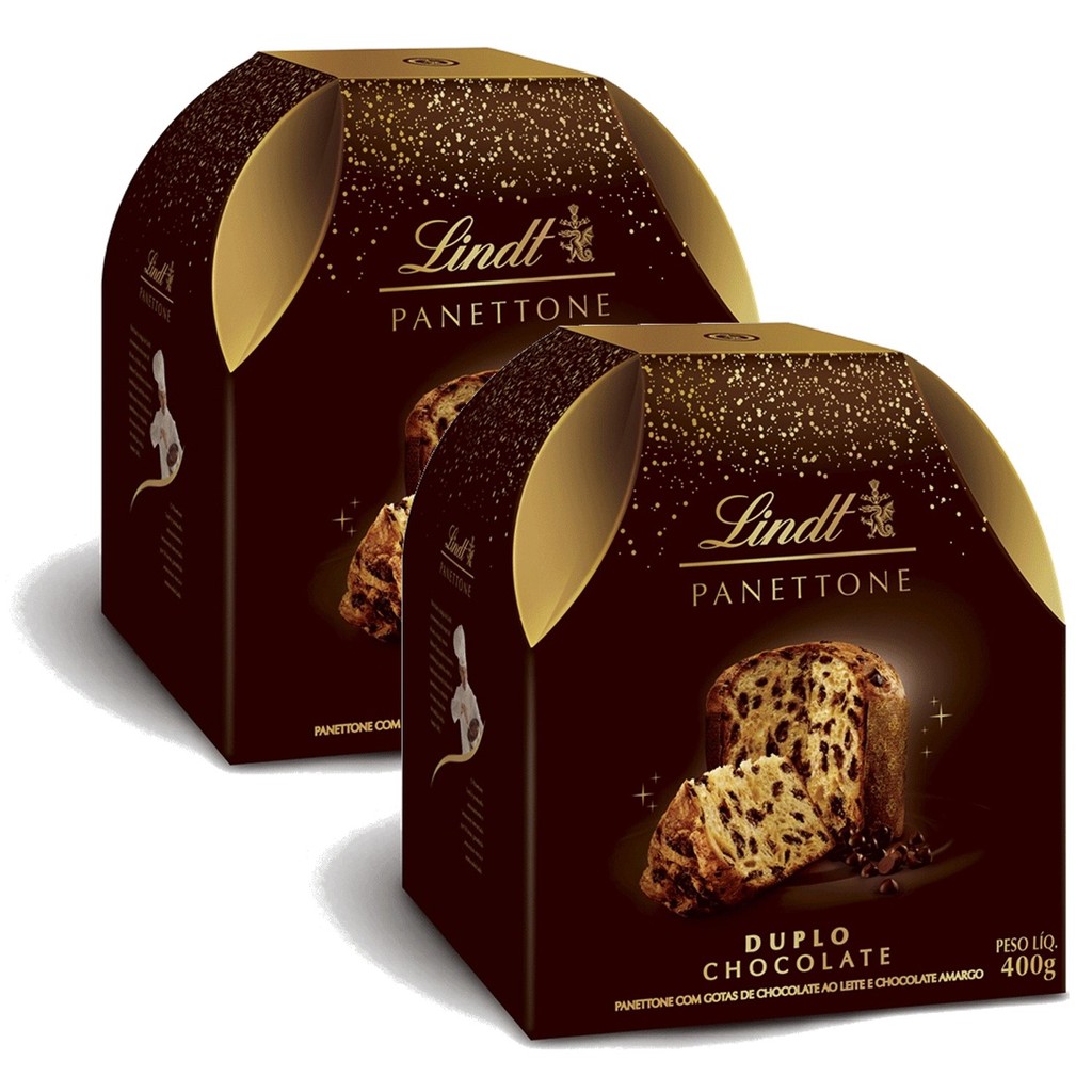 Panetone LINDT Duplo Chocolate 400g (2 unidades) | Shopee Brasil
