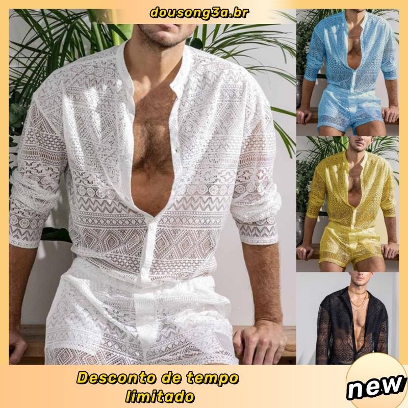 Camisas de manga comprida masculina Camisas Fatos de Moda Masculina ...