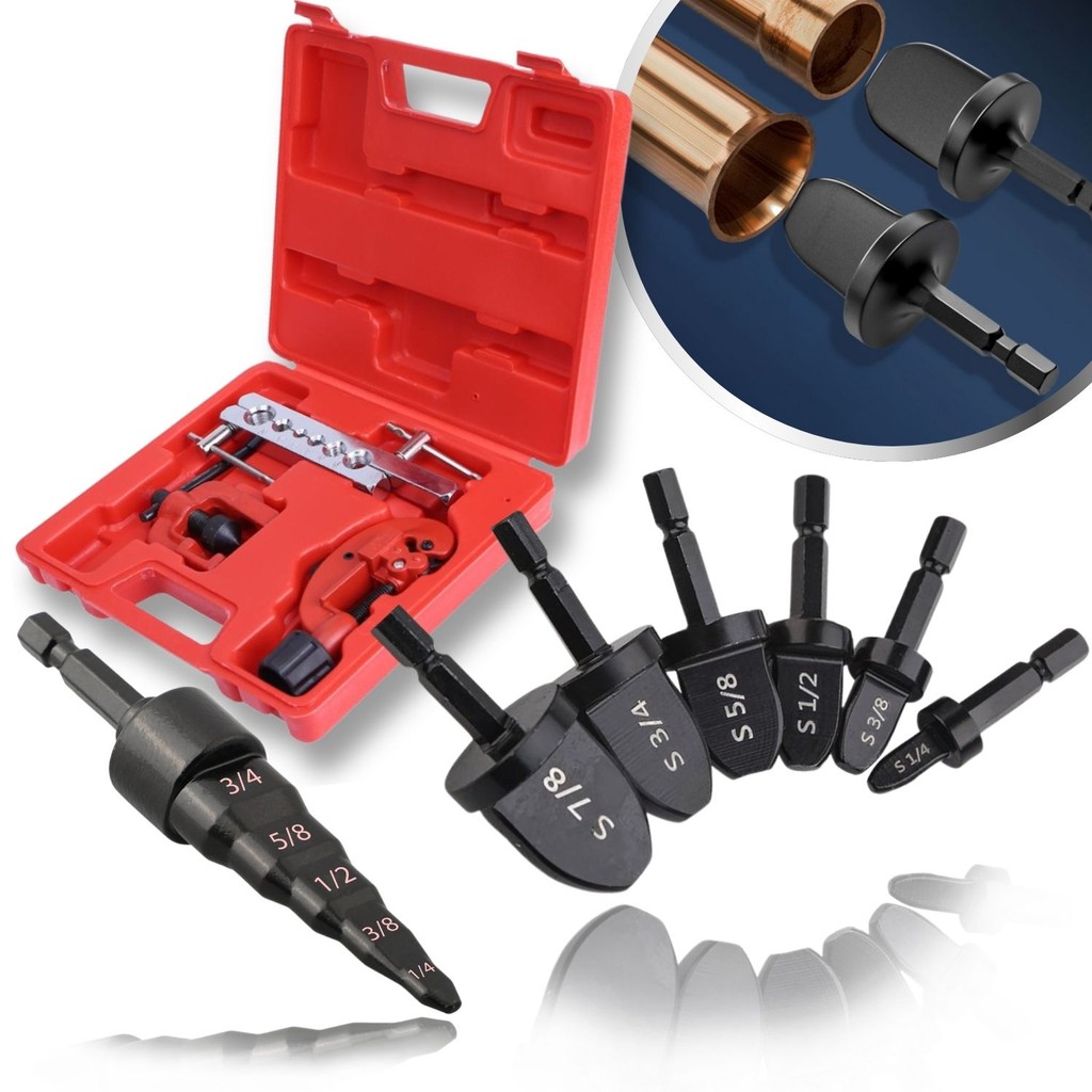 Kit 8 Haste Flangeador Alargador Broca Morsa Escalonado 1/4 - 7/8 Pol ...