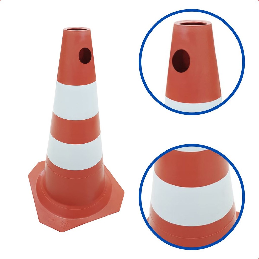 Kit 4 Cone De Sinalização 50cm Rígido Laranja Branco Segurança ...