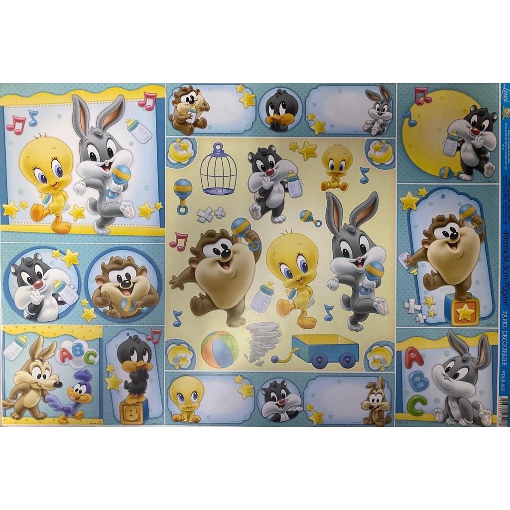 Papel Decoupage Looney Tunes – Litoarte PDLB - 002 34,3x49cm | Shopee ...