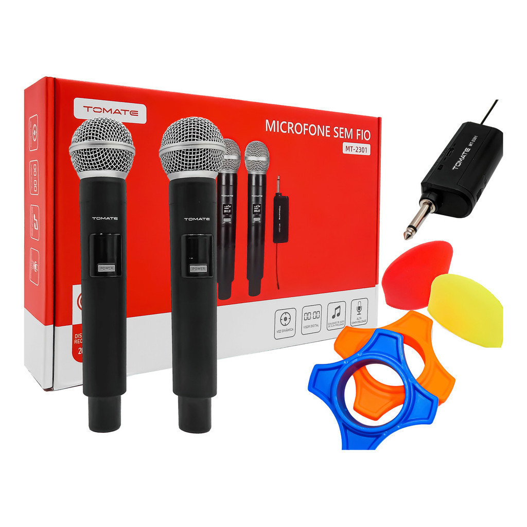 Microfone Sem Fio Wireless Profissional Tomate Mt-2301 Cor Preto | Shopee Brasil