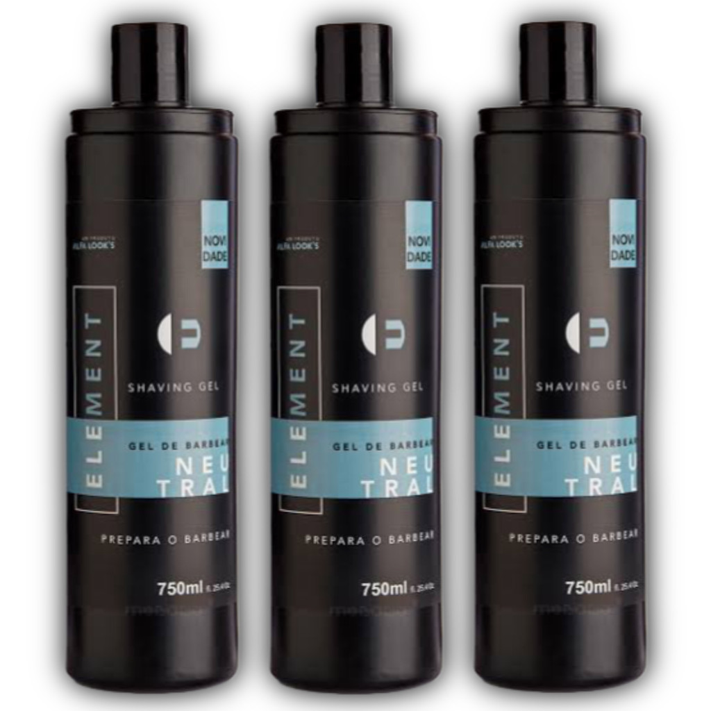 Kit 3 Shaving Gel Element Neutrol 750ml by Alfa Looks | Shopee Brasil