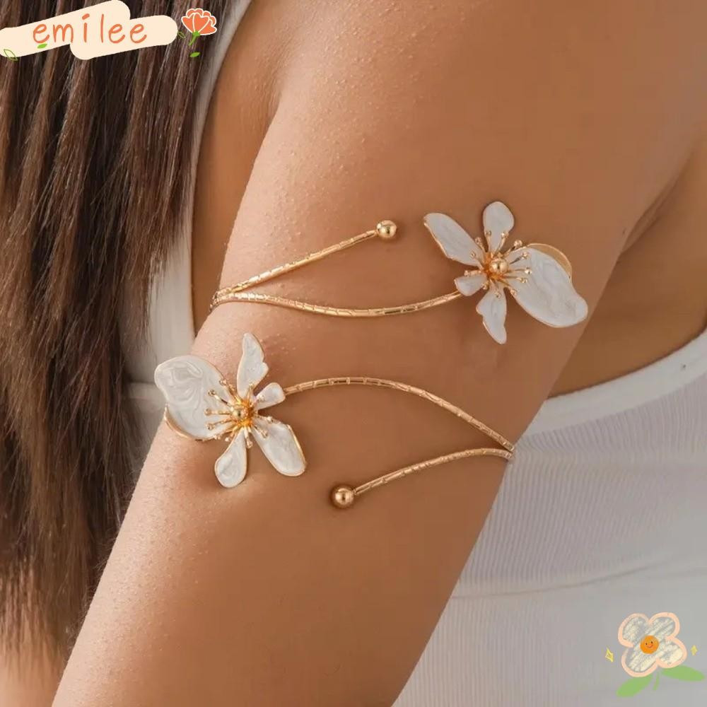 Pulseira Floral Aberta Imaris, Pulseira Floral de Metal Dourado, Anel ...