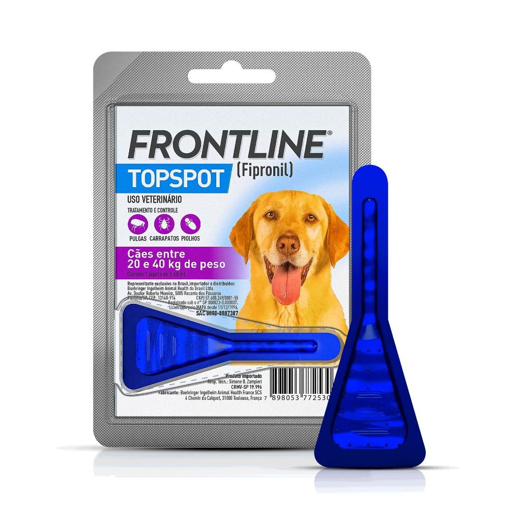 Antipulgas e Carrapatos Frontline Top Spot G Cães de 20 a 40kg Pipeta ...