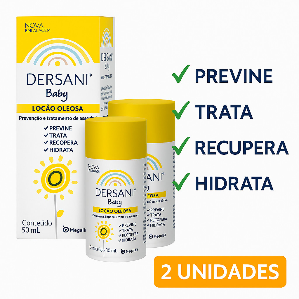 Kit 2x Dersani Baby Loção Oleosa 50ml – Antiassaduras | Proteção e ...