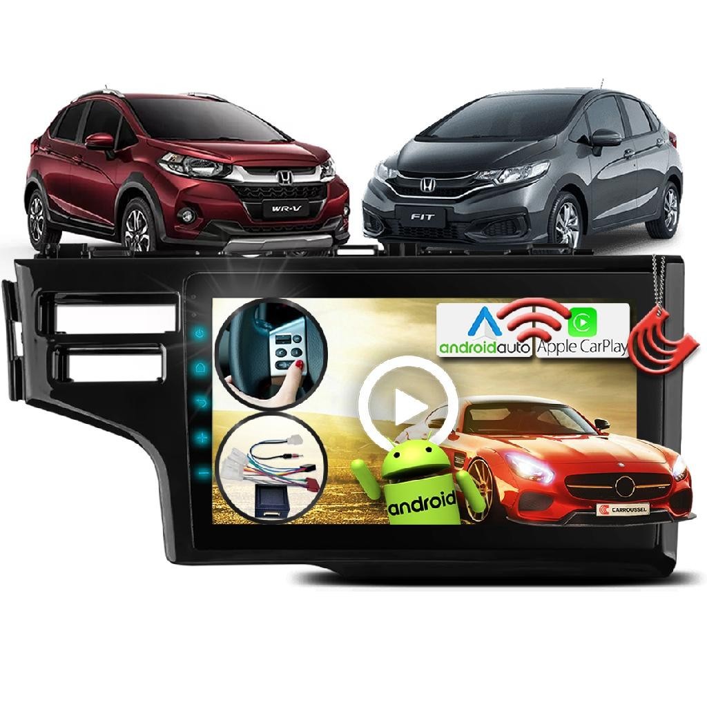 Kit Central Multimidia Mp5 Android Fit Wrv 15/ - Câmera Moldura Chicote Rede Can Bus 2gb 32gb ...