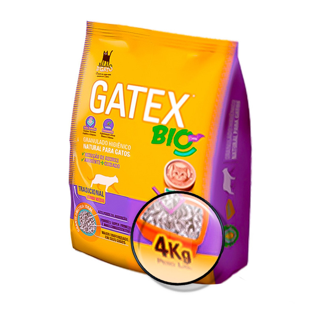 AREIA PARA GATOS GRÃO TRADICIONAL 4KG BIODEGRADÁVEL GATEX | Shopee Brasil