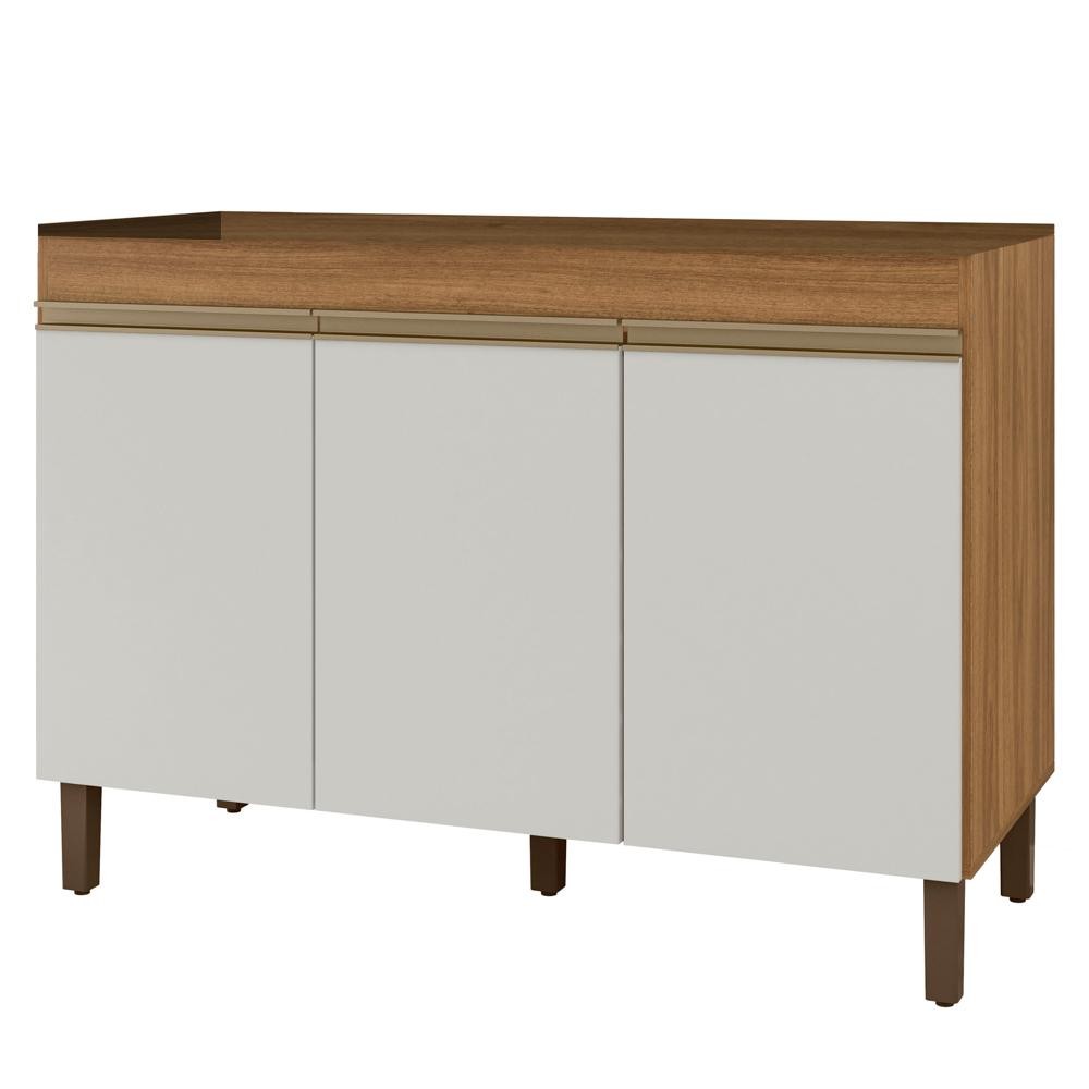 Balcão Gabinete Para Pia 120cm Sem Tampo 3 Portas Karen P14 Nature/Off White - Mpozenato ...