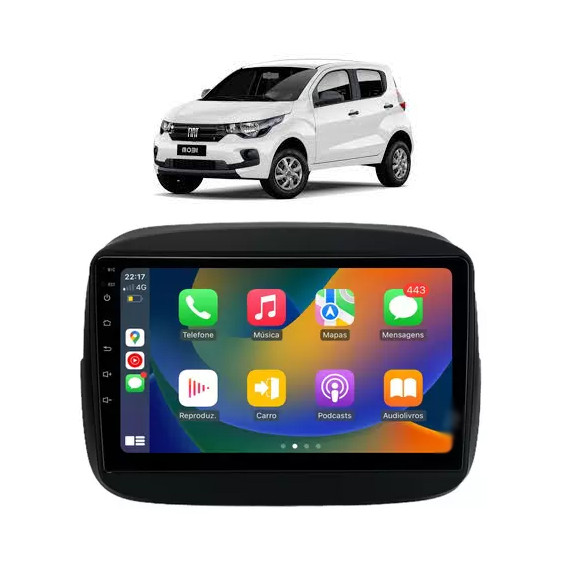 Kit Multimidia Mobi 9 Pol Carplay AndroidAuto USB BT FM - Roadstar 908BR | Shopee Brasil
