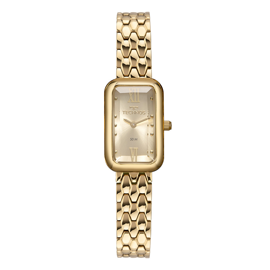 Relogio Technos original feminino dourado pequeno mini quadrado ...