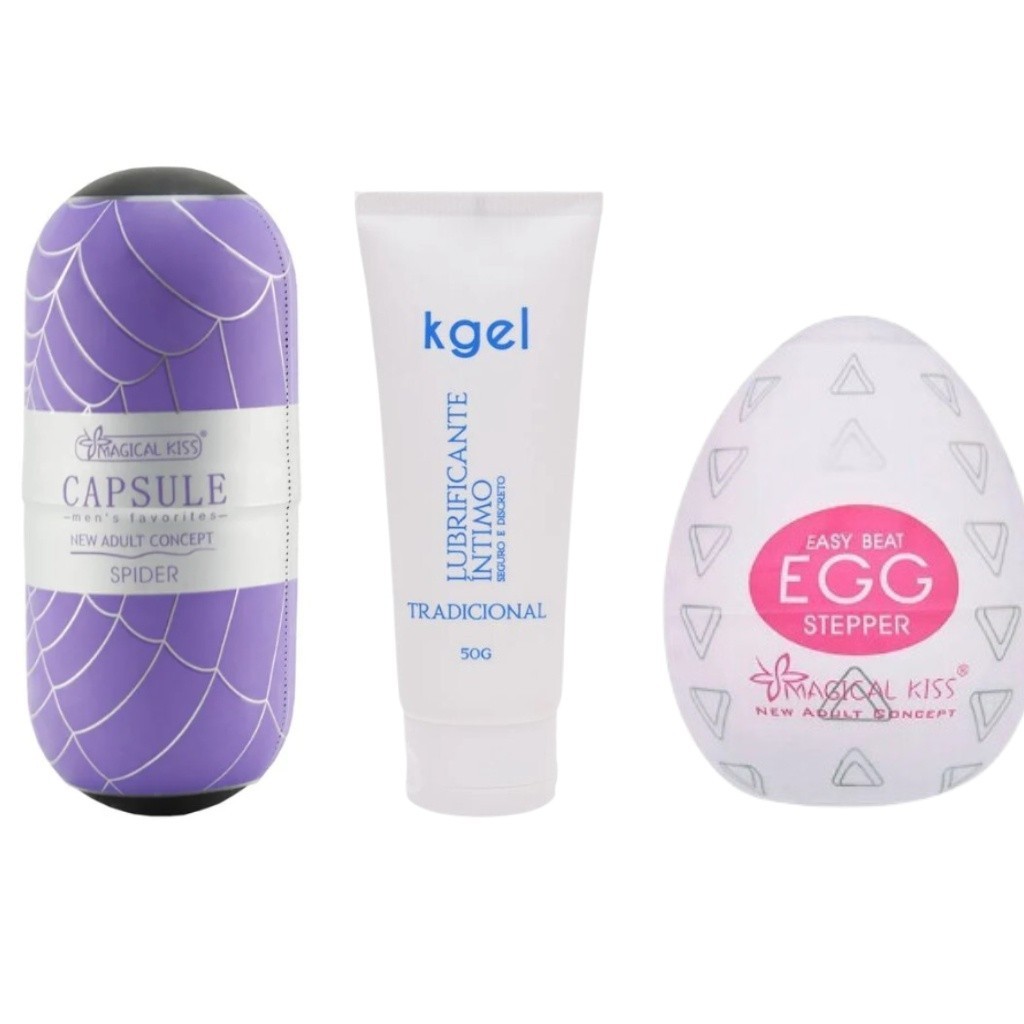 Kit Masturbador Masculino Egg Capsule + Egg Ovinho Magical Kiss + Lubrificante Íntimo Kgel 50 G ...