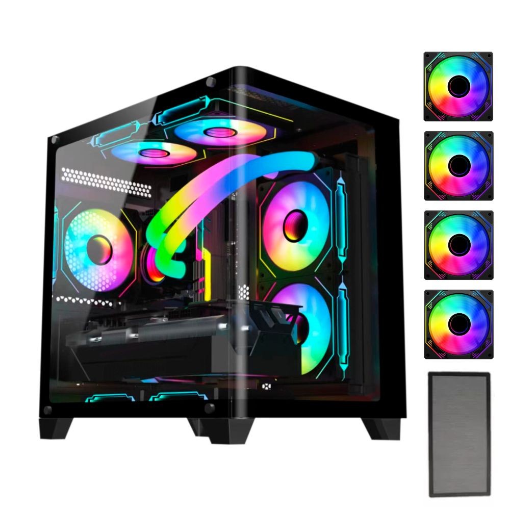 Gabinete Pc Gamer Aquário 4 Fans Rgb Inclusos Vidro Curvo Boleado Water ...