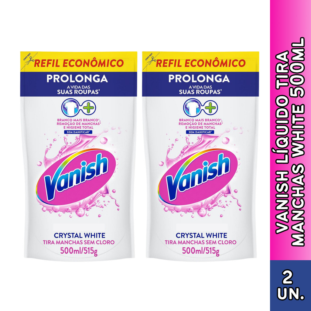 KIT COM 2 Vanish Crystal White Multiuso Líquido Sachê 500 mL | Shopee ...
