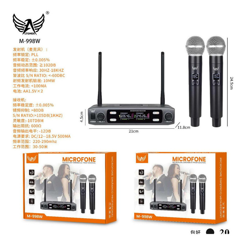 Microfone Sem Fio Wireless Profissional Altomex M-998w Uhf | Shopee Brasil