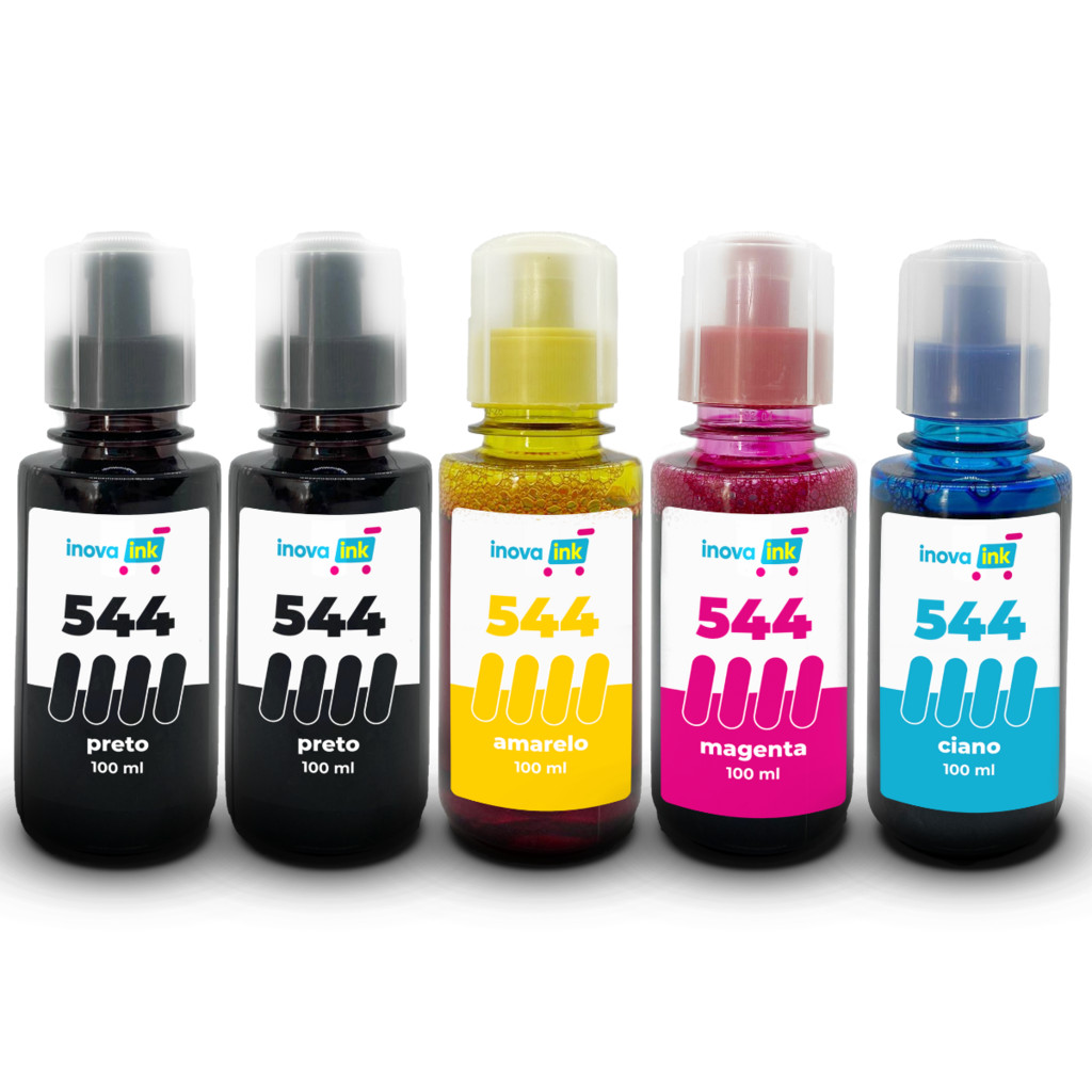 5x Refil Tinta Inova Ink 544 Para Epson Ecotank L3150 L3250 L3110 L5190 ...