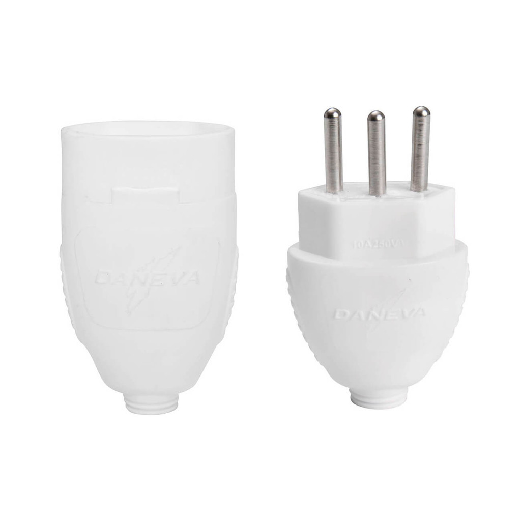 Kit Plugue Macho e Fêmea 10A 2P+T Bivolt Daneva Legrand DN1612 & DN1594 ...