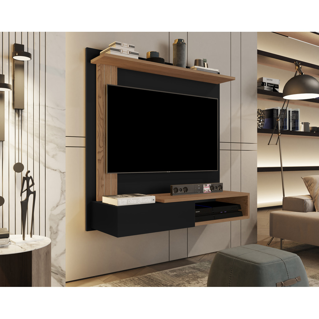 Painel TV Turyn até 32 Polegadas Preto / Freijó - MJM Casa dos Moveis ...