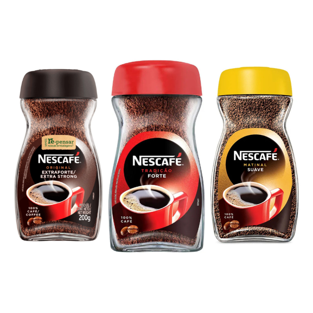 Cafe Nescafé Solúvel Extraforte, Forte E Suave 200g Granulado Kit café ...