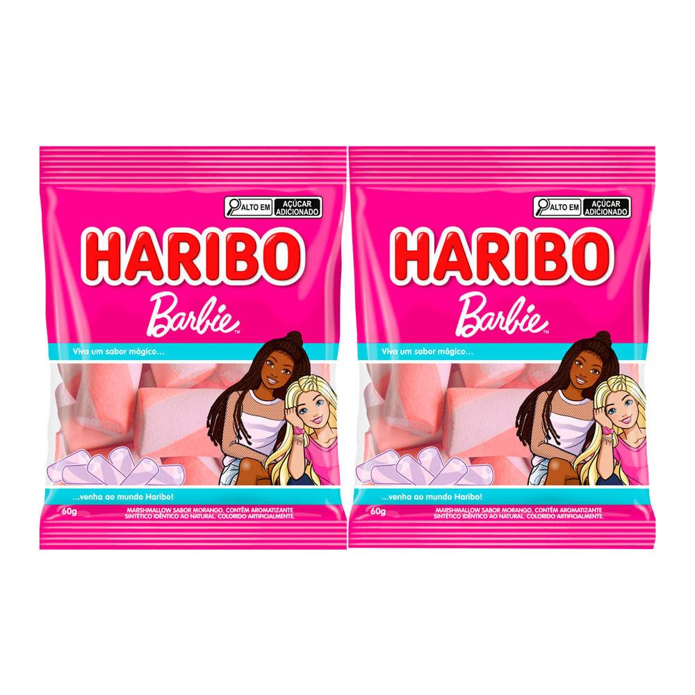 Kit 2 Marshmallows Haribo Barbie Sabor Morango 60g | Shopee Brasil