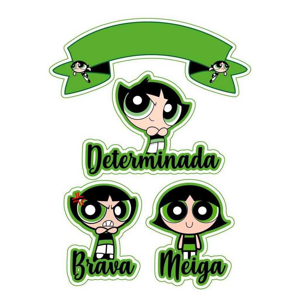 Topo Topper de Bolo Docinho Meninas Super Poderosas Personalizado Nome ...