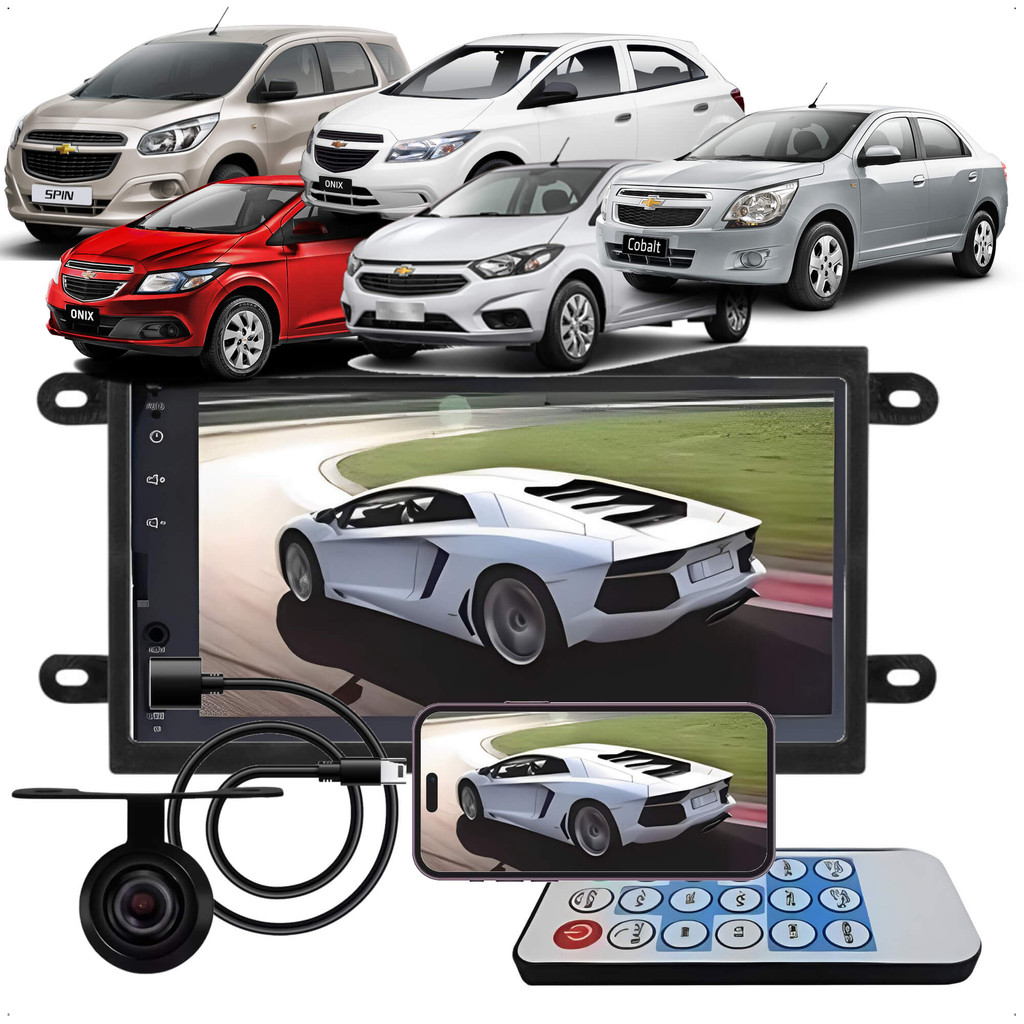 COMP Kit Multimídia Onix Cobalt Prisma Spin MP5 H-Tech - HT-3000 + Moldura + Câmera de ré ...