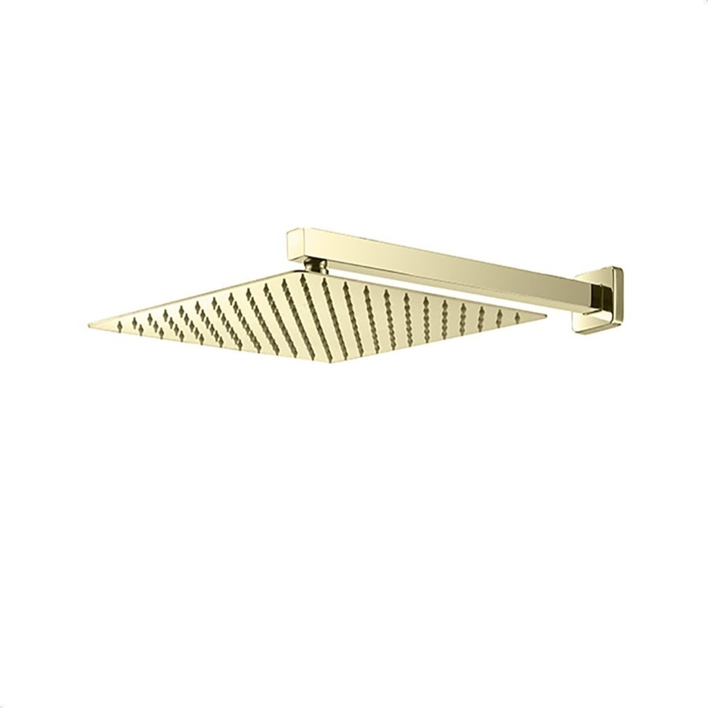 Ducha Quadrada Dourada Em Inox 20x20 Braço 38 Cm Gold Parede | Shopee ...