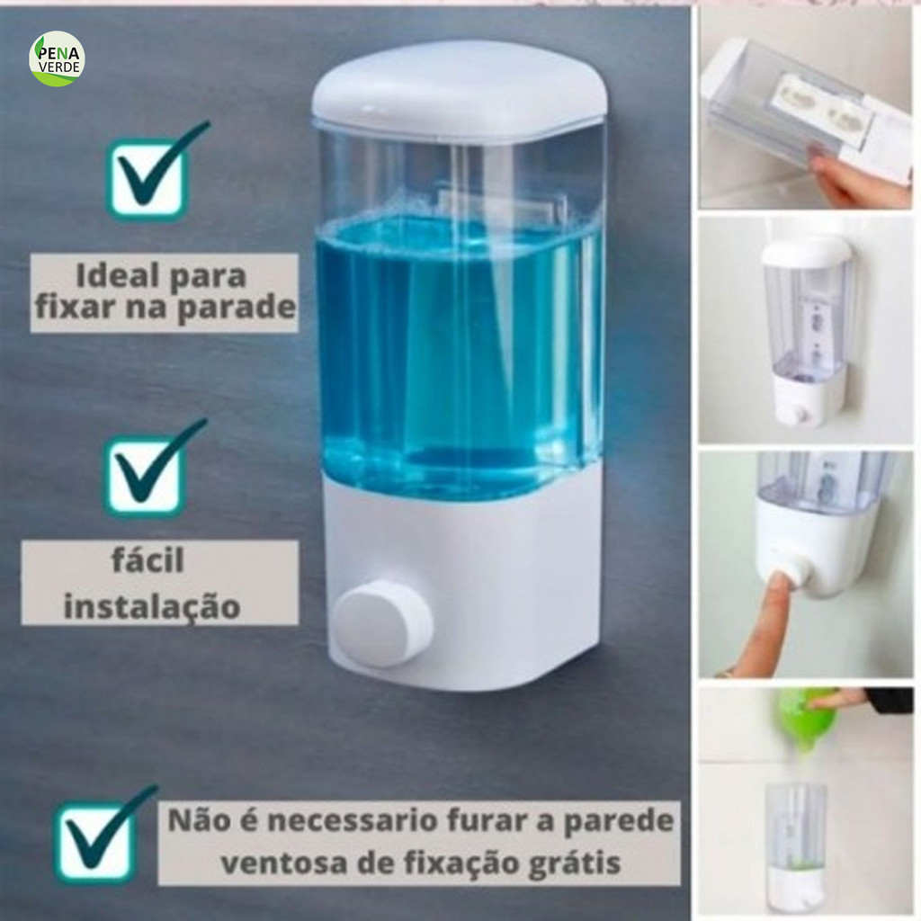 Saboneteira Dispenser Sabonete / Liquido Álcool Gel / Detergente 600Ml ...