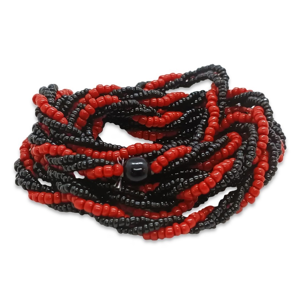 Guia Brajá Exu Preta e Vermelha 3 Fios Trançado 60cm Umbanda | Shopee ...