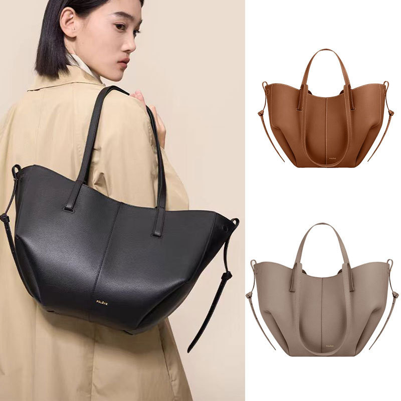 Saco De Couro De Asas De Polene Grande Tote Novo Cyme Cowhide Balde ...