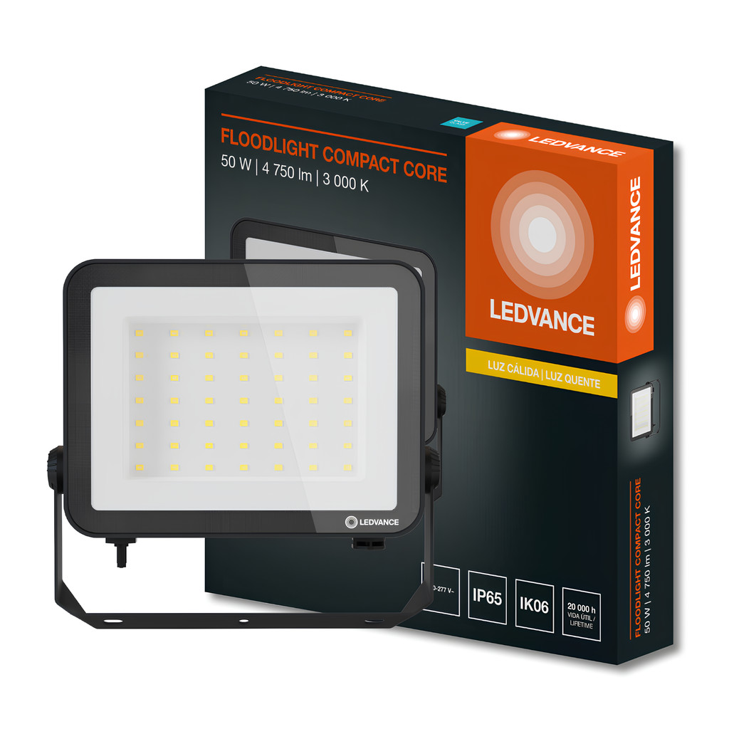 Refletor Floodlight Compact Preto 50W Ip65 Bivolt Ledvance | Shopee Brasil