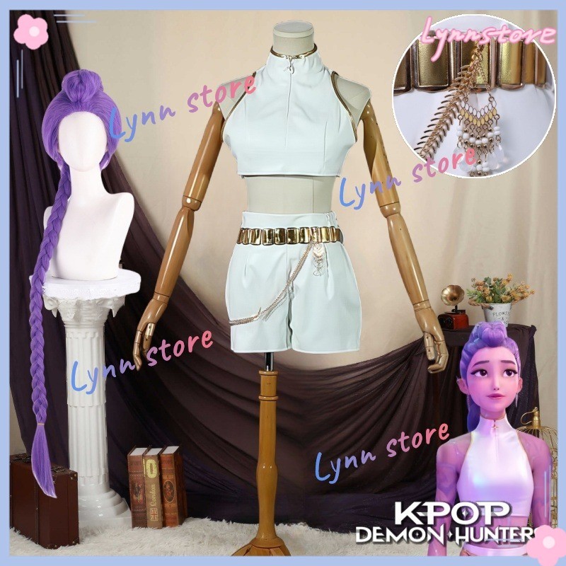 DEMON HUNTERS Cosplay Traje E Peruca RUMI ZOEY MIRA Uniformes Brancos ...