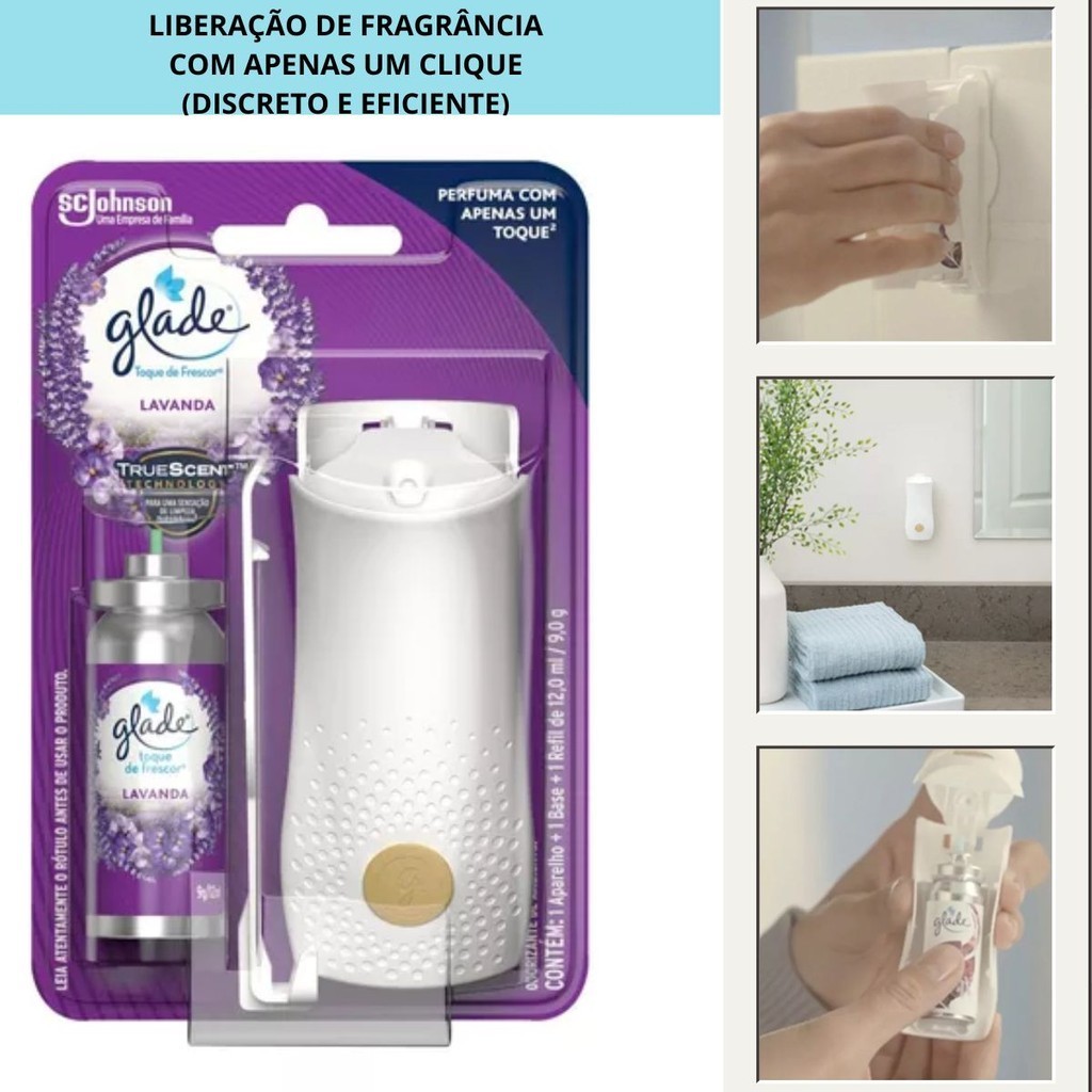 APARELHO ODORIZADOR GLADE + REFIL 12ML LAVANDA | Shopee Brasil