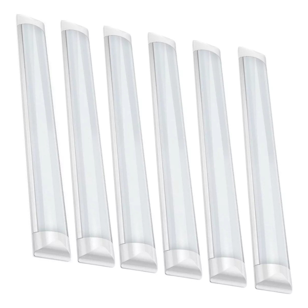 KIT 20 40 60 80 100 Luminária Linear Led 20W 60cm Lâmpada Tubular Slim Sobrepor Branco Frio ...