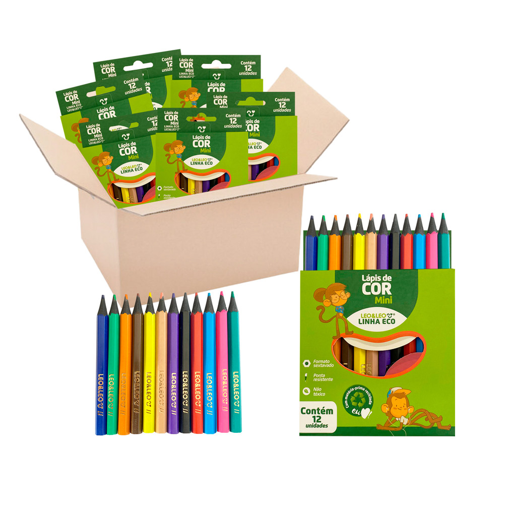 Kit 30 Caixas De Lápis De Cor Mini 12 Cores Eco Sextavado | Shopee Brasil